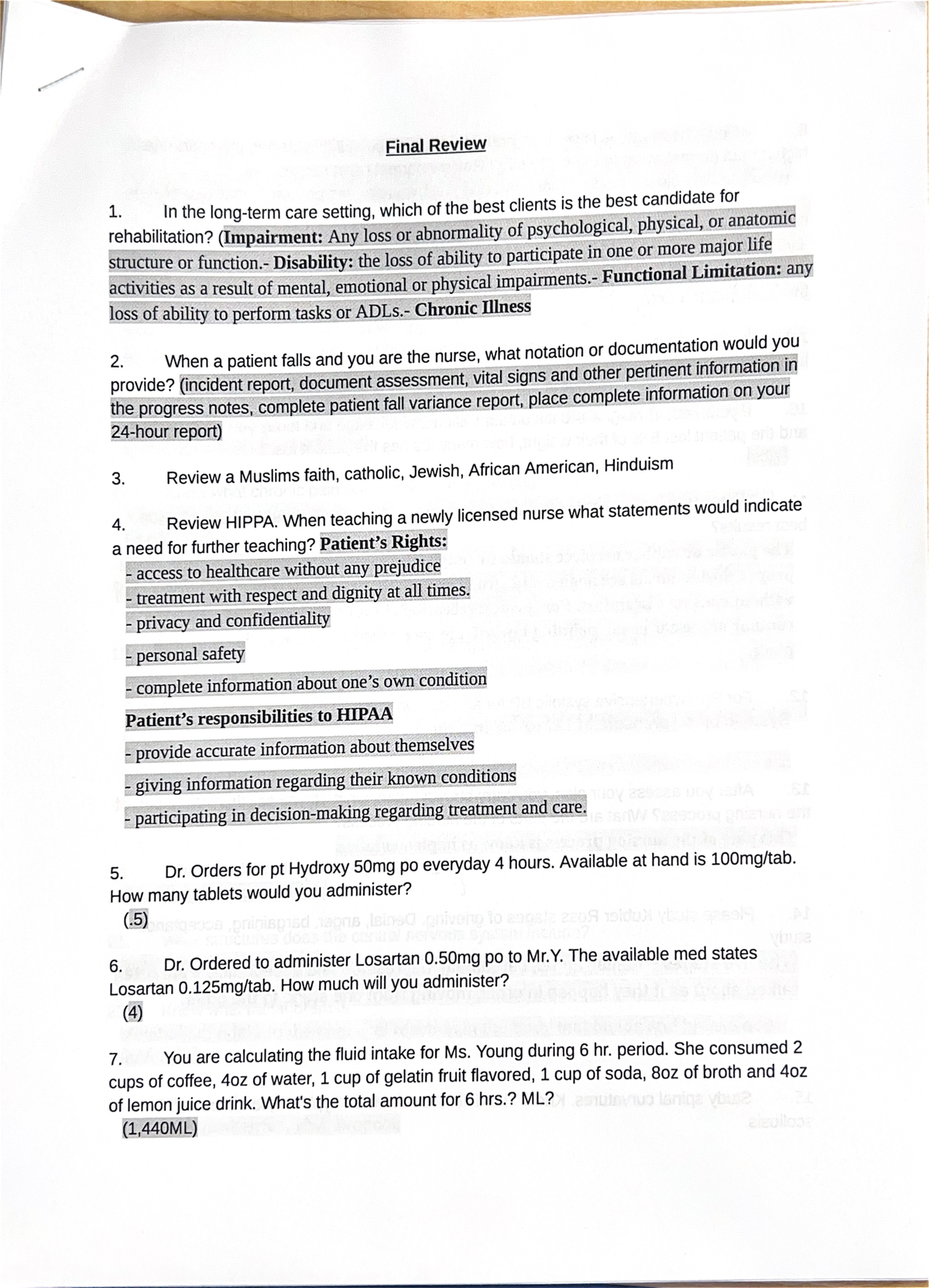 Comprehensive Final Review for Exam Preparation - Studocu