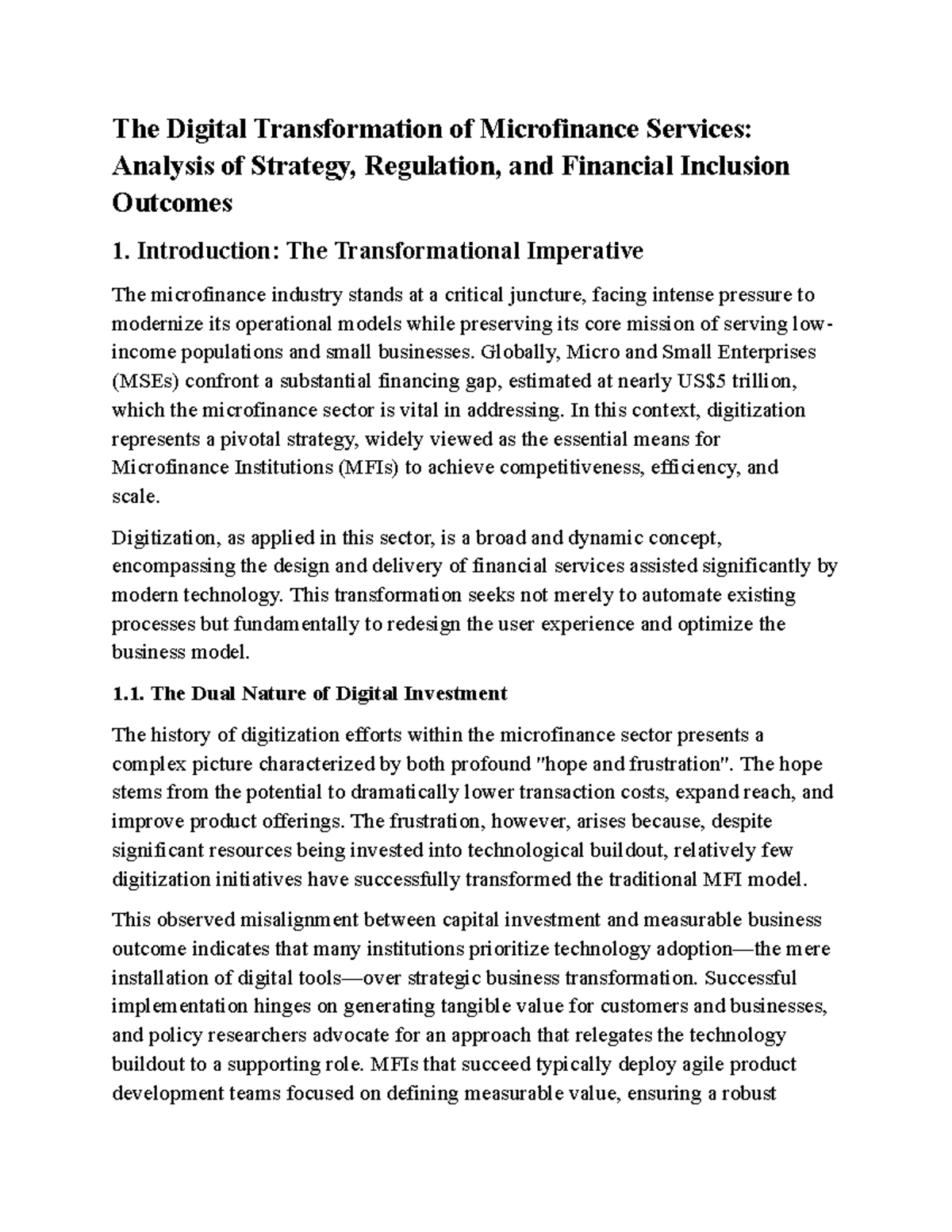 Digital Transformation in Microfinance: Strategies & Outcomes Analysis ...