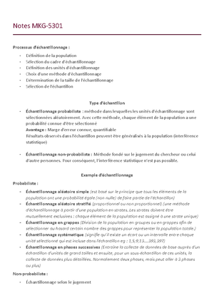 Feuille-DE-NOTE-MKG5301- Examen- Final - L’échantillonnage L ...
