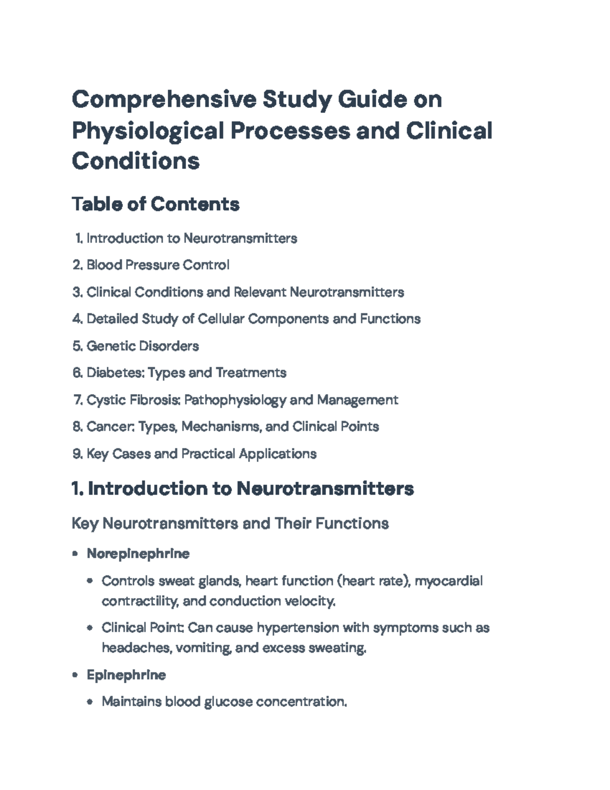 Comprehensive Study Guide: Neurotransmitters, Genetics, & Clinical ...