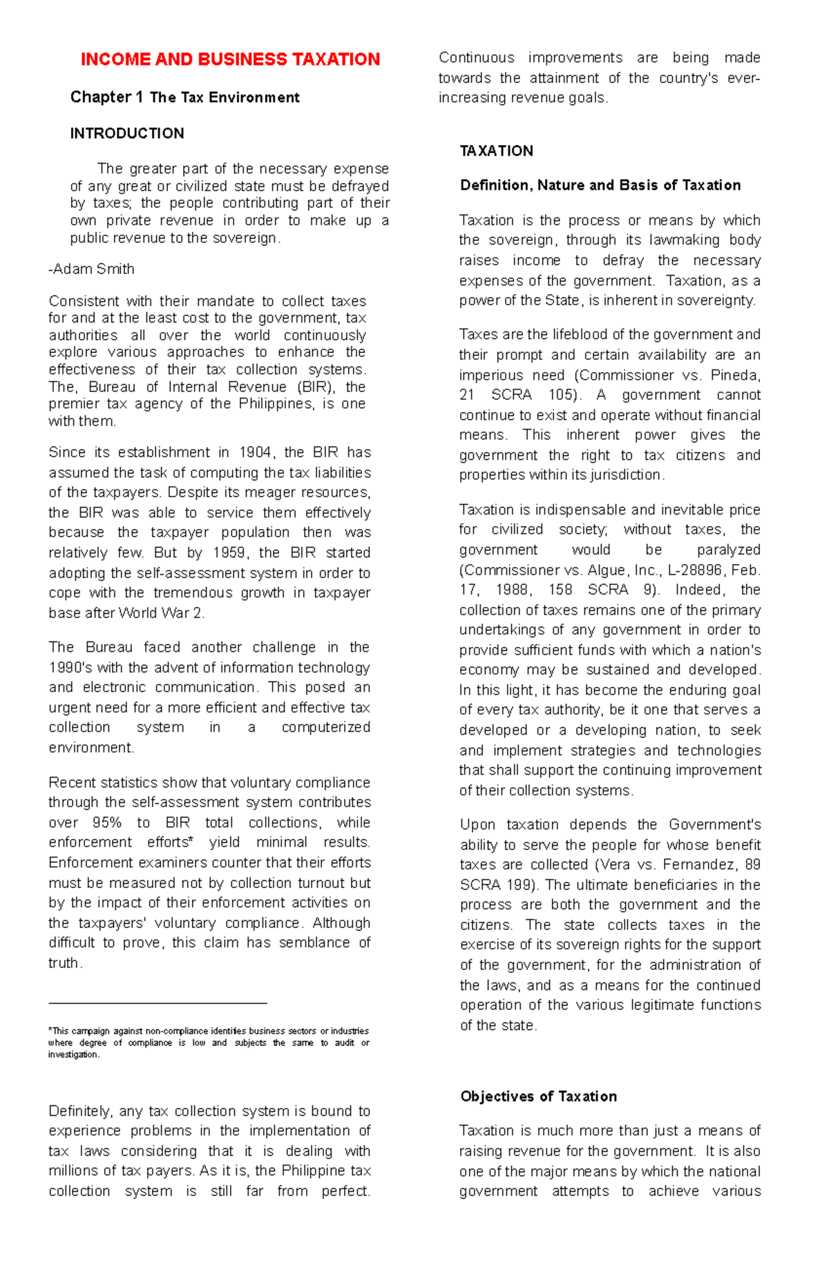 Taxation Chapter 1: Understanding the Tax Environment and System - Studocu