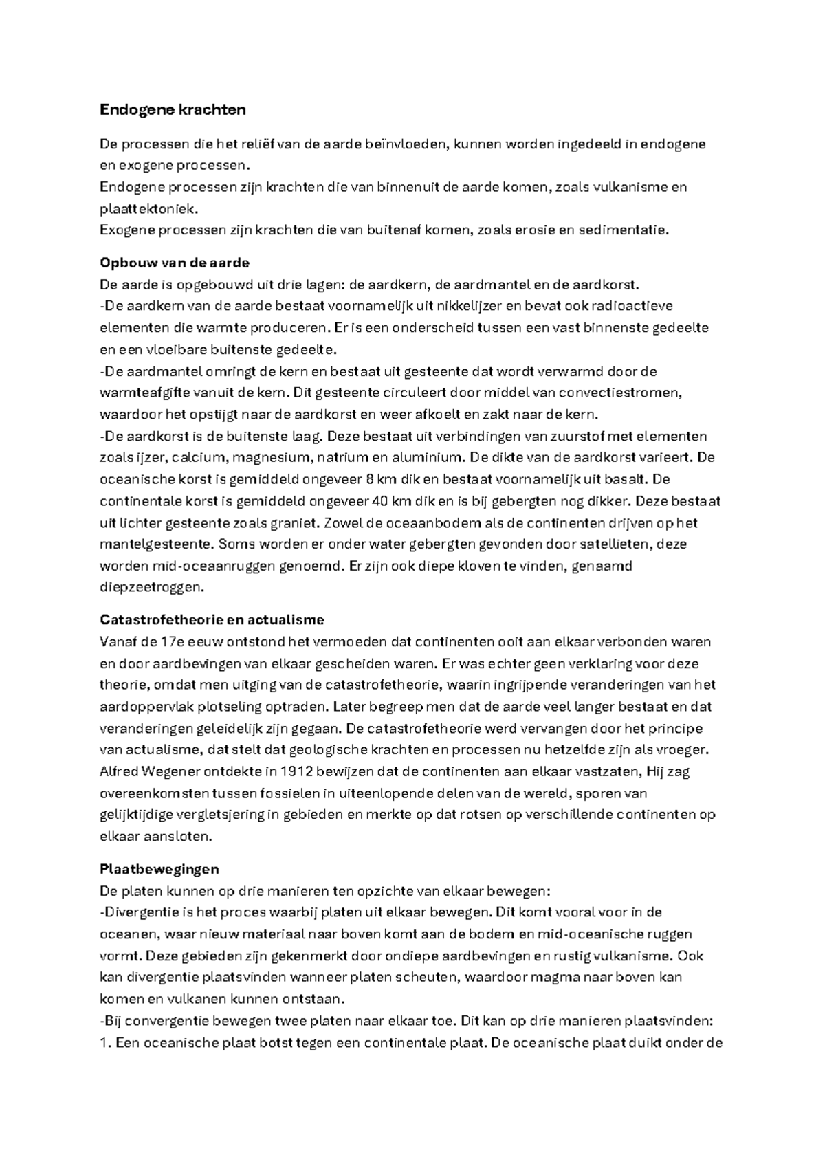 Endogene en Exogene Krachten: Aarde en Reliëf Processen - Studeersnel