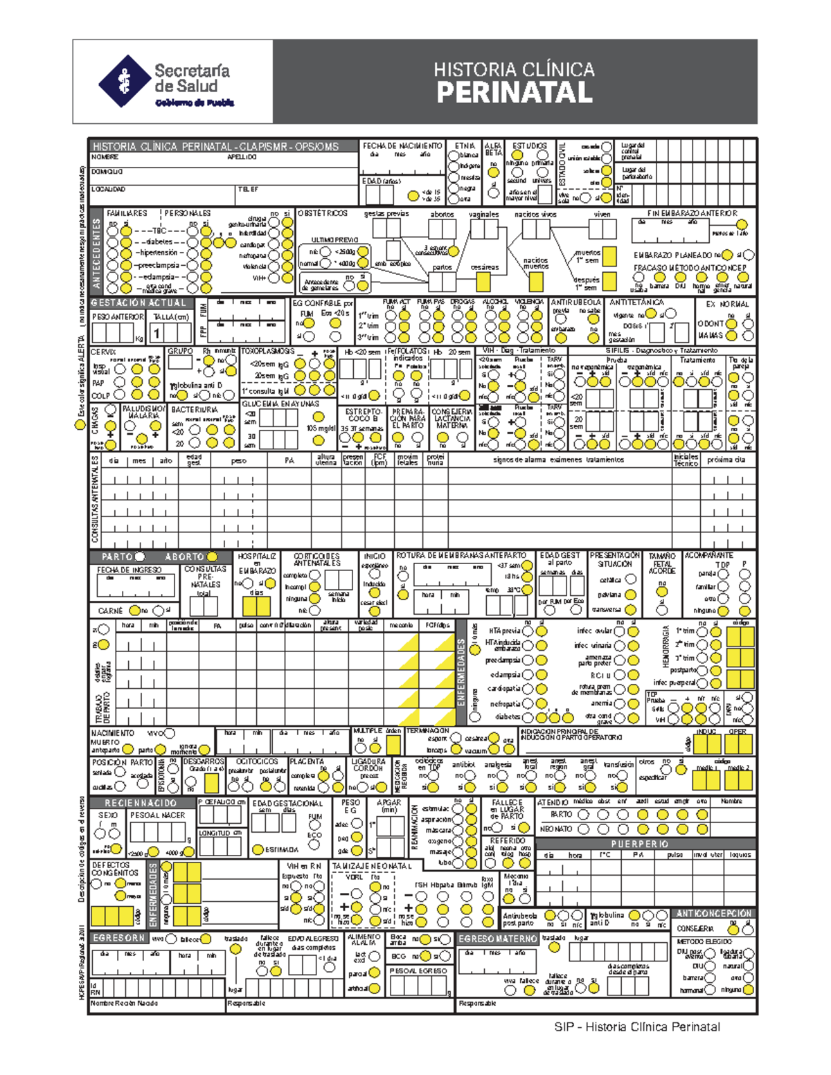 HISTORIA CLÍNICA PERINATAL - 151.M. - SIP - Studocu