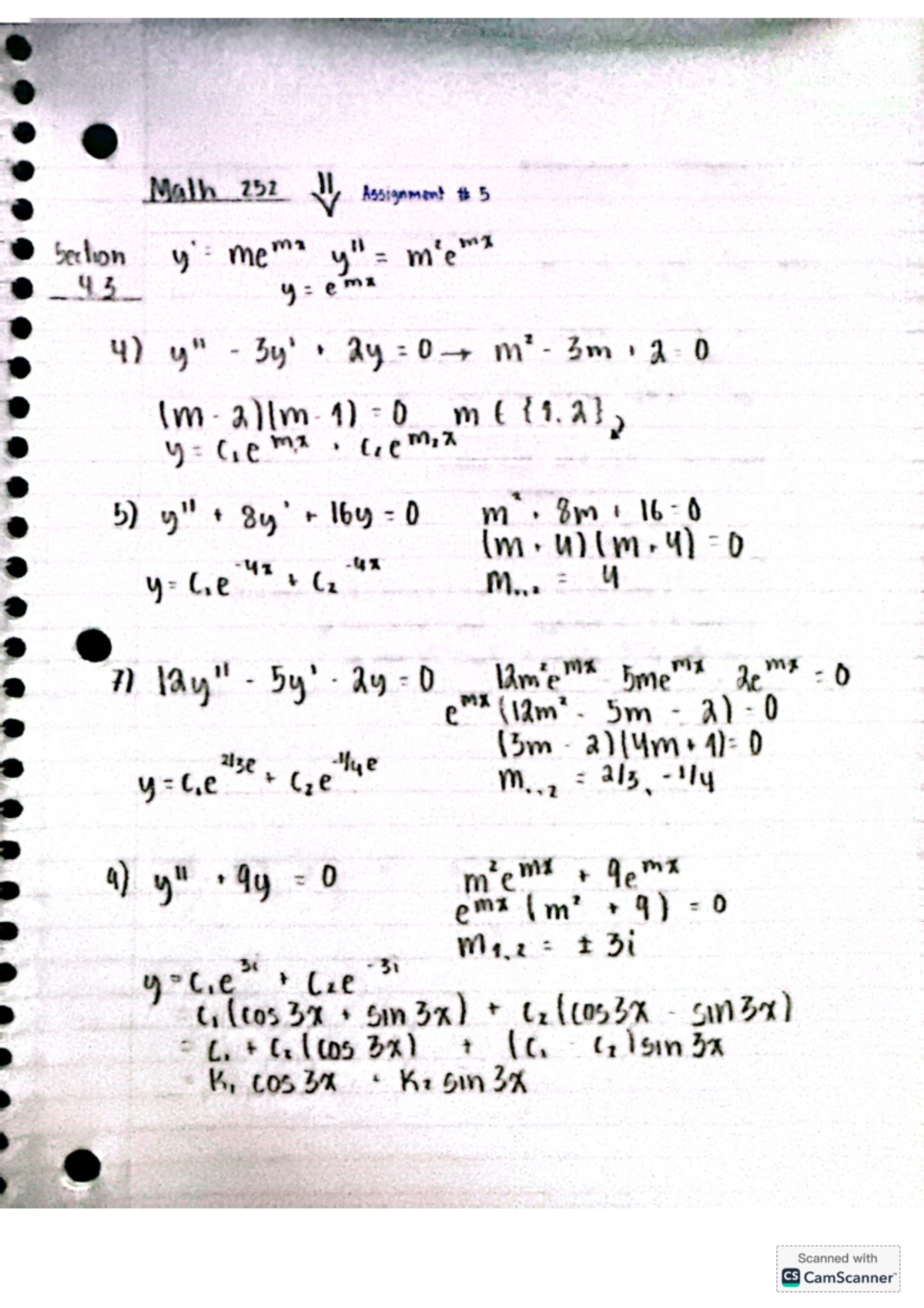 Cam Scanner 09-28-2024 12 - ECE 211 - Math 252 II Assignment 5 Section i) mem: mx 4 4) 2y 3m 20 ...