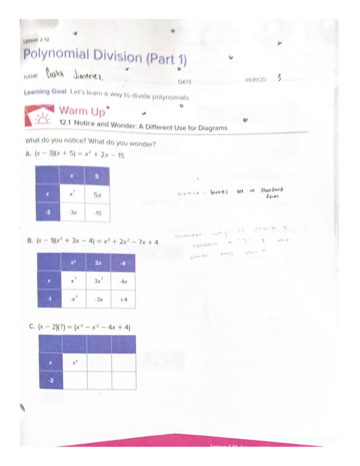 #23 - Lesson 2 Polynomial Division & Factoring Notes - Studocu