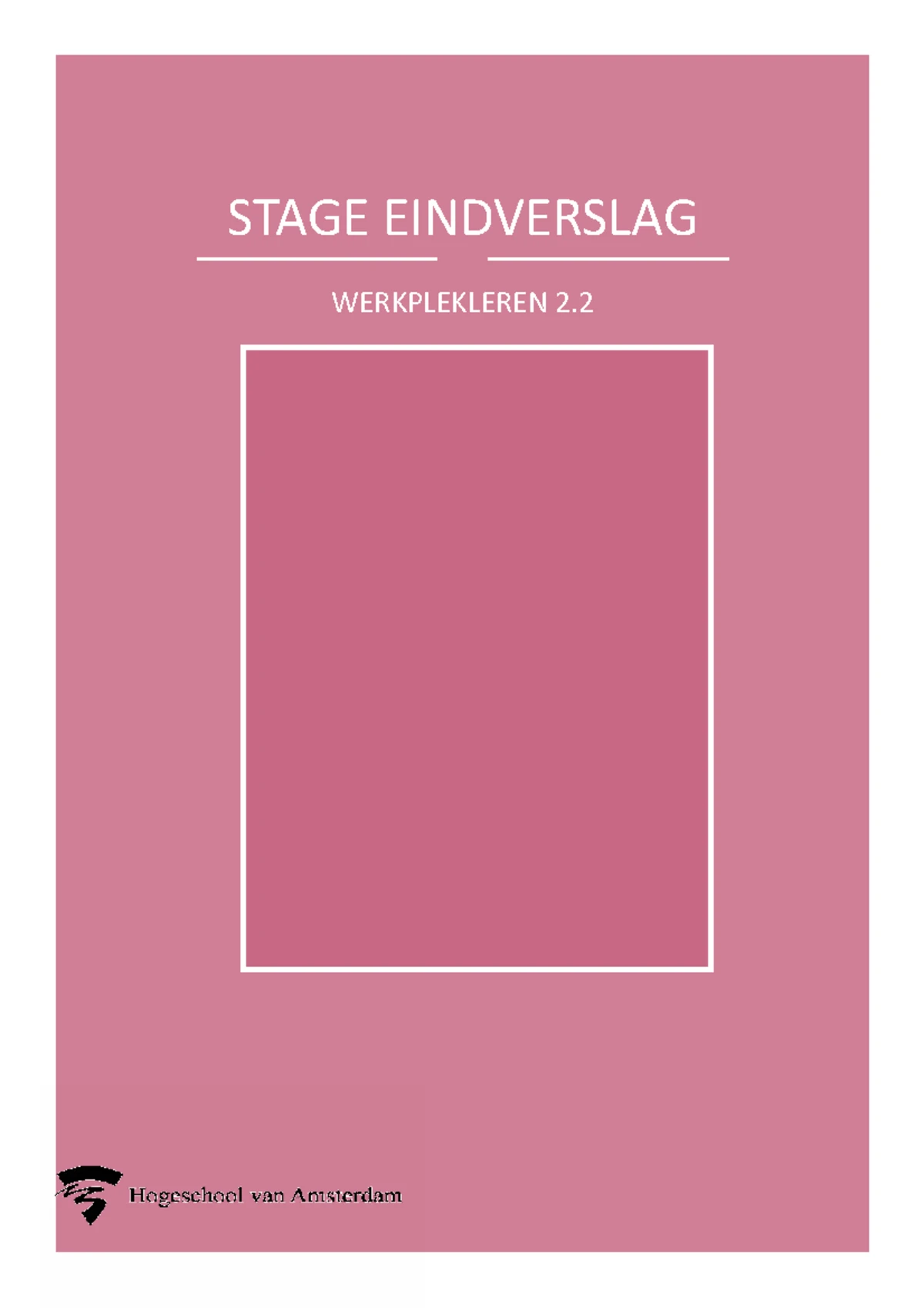 Voorbeeld Stagewerkplan jaar 2 - Stagewerkplan Stage jaar 2: definitief ...