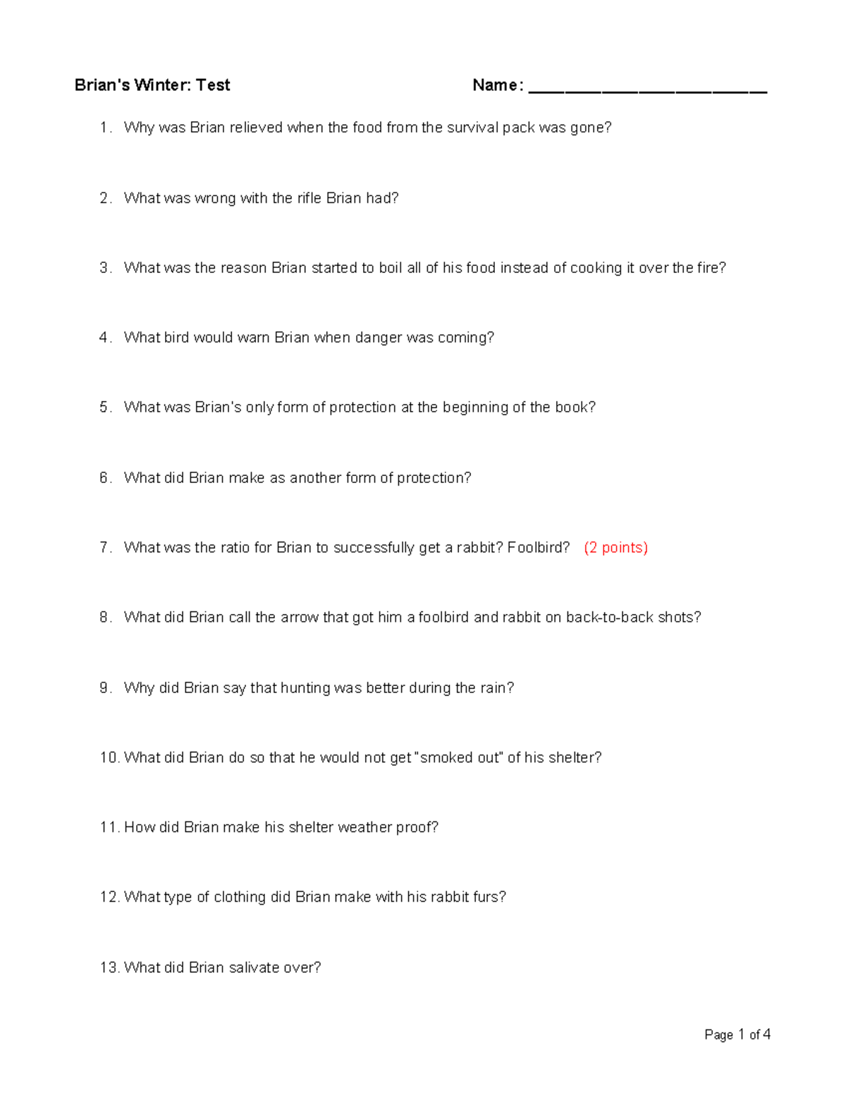 Brian's Winter Test Questions and Answers: Detailed Review - Studocu