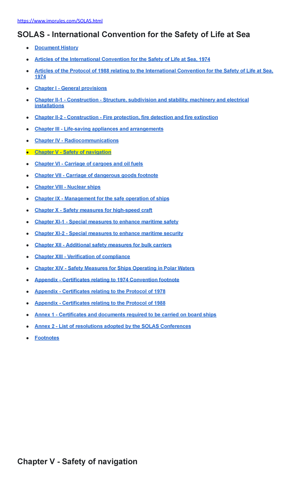 WEEK 2 SOLAS Chapter V: Safety of Navigation Regulations - Studocu
