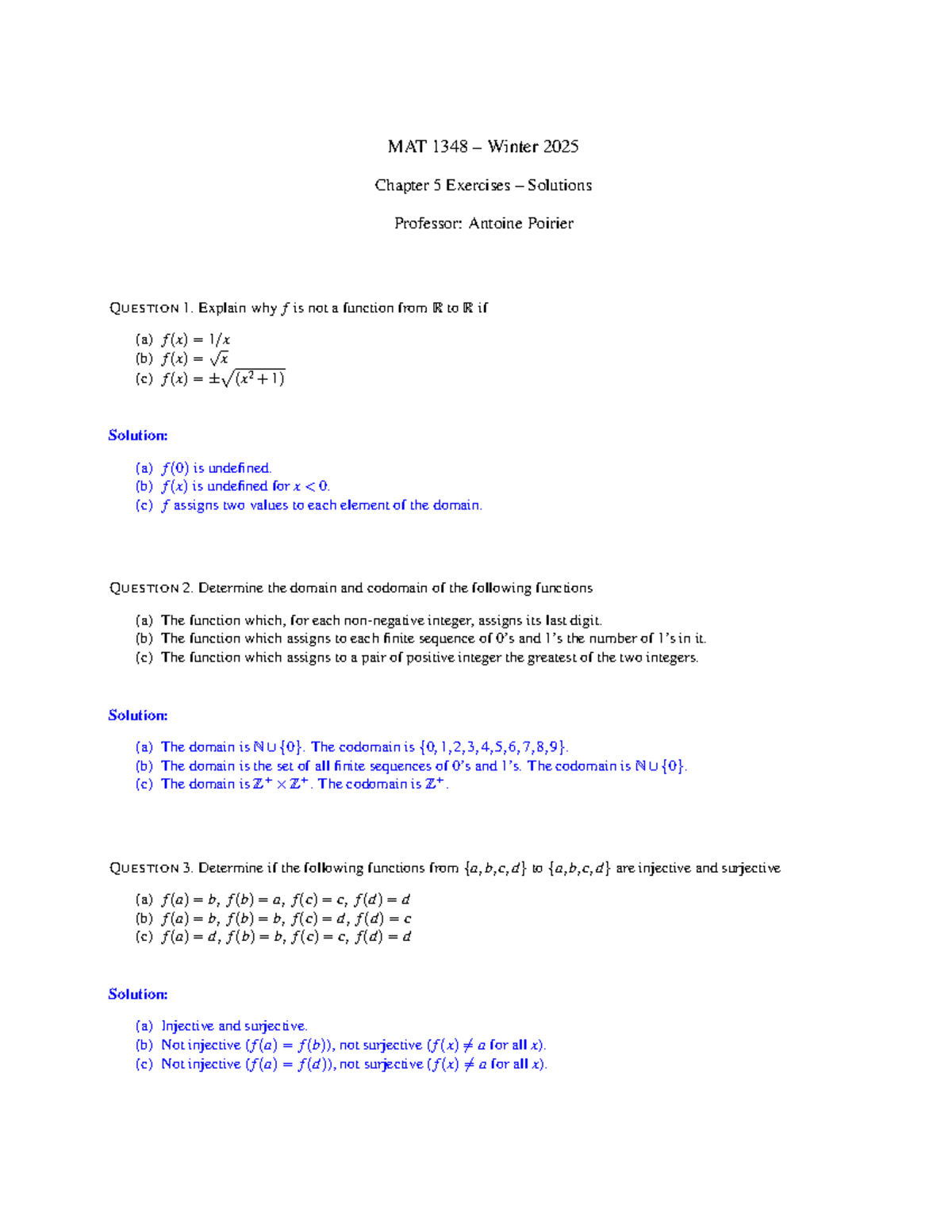 Chapter 5 Exercises With Solutions - MAT 1348 – Winter 2025 Chapter 5 Exercises – Solutions ...