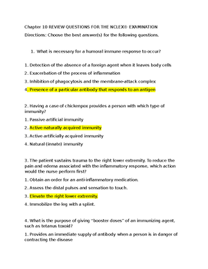 Chapter 10- Review Questions FOR THE Nclex® Examination - Chapter 10 ...