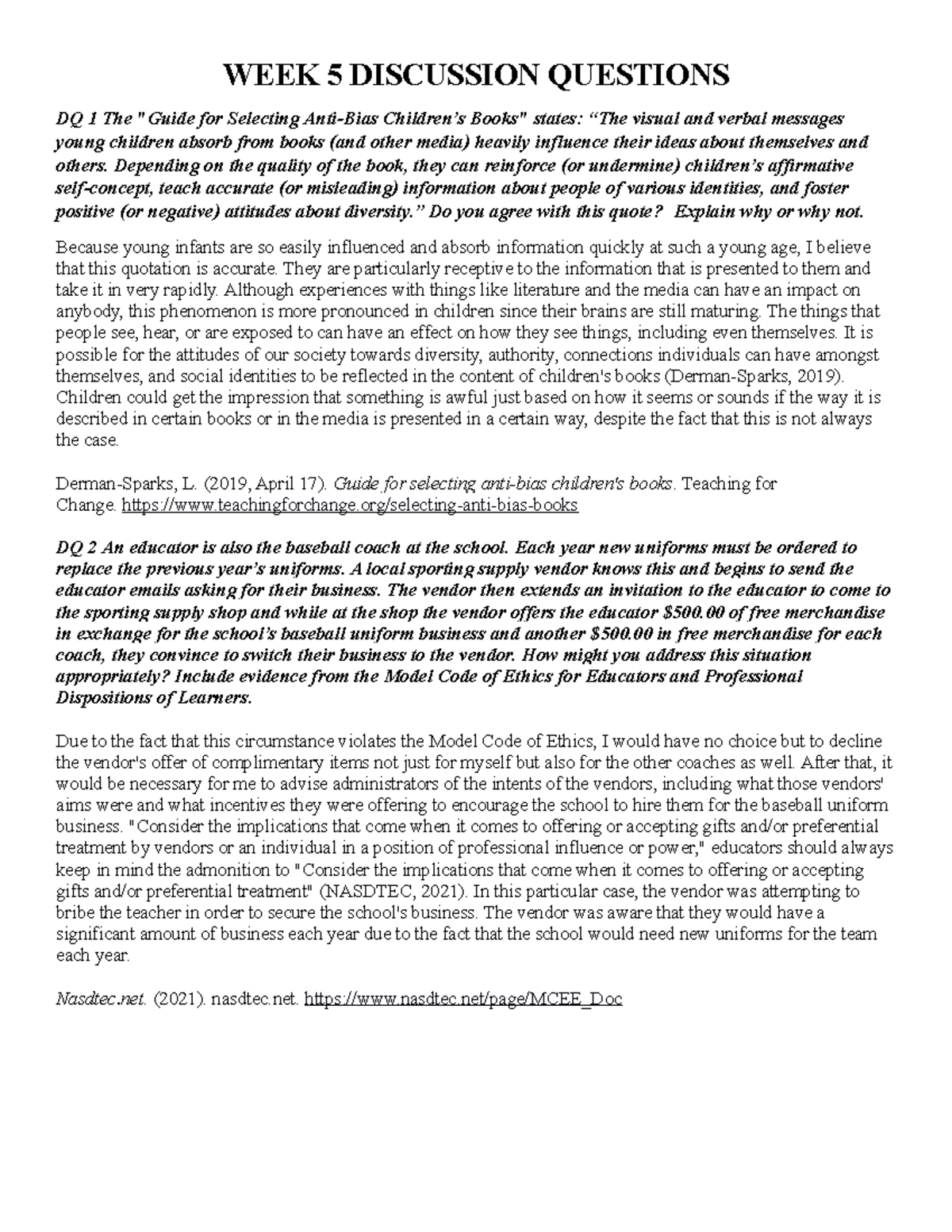 EDU 310 Week 5 Discussion Questions and Reflections on Diversity - Studocu