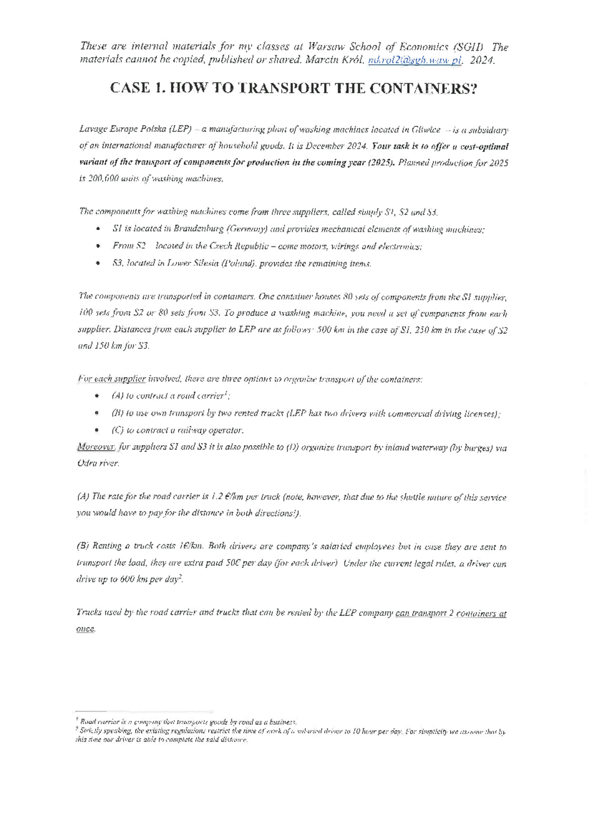 Case Study: Transport Solutions for LEP Washing Machine Production (SGH ...