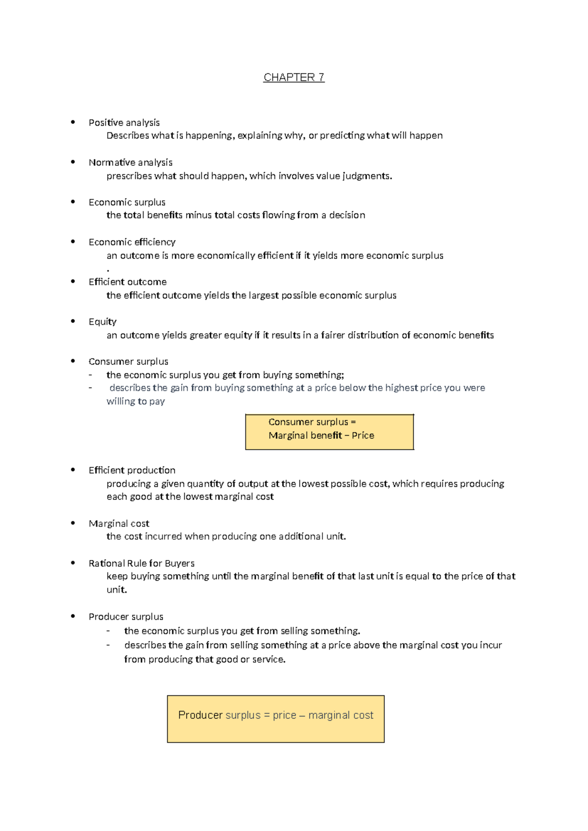 CHAPTER 7: Key Economic Concepts and Definitions for Analysis - Studocu