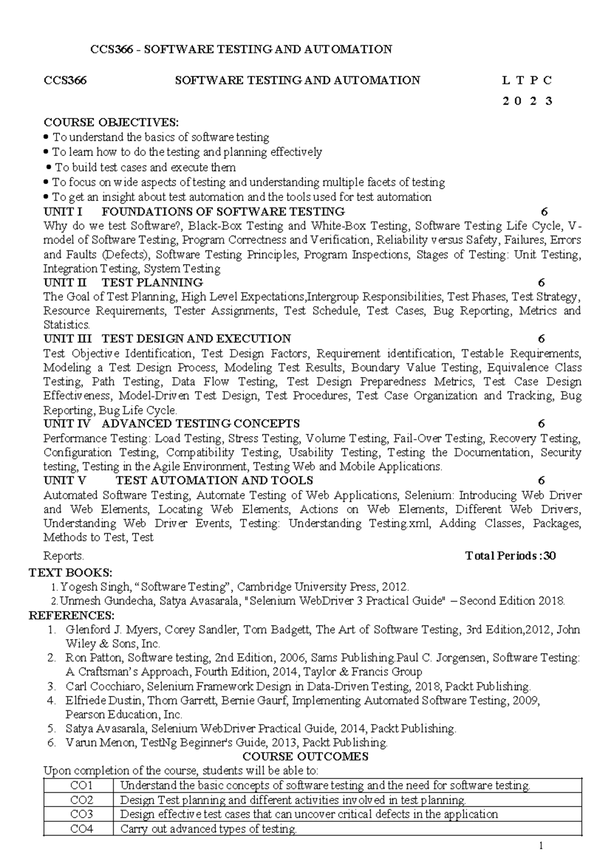 CCS366 - Software Testing and Automation QB - Comprehensive Question ...