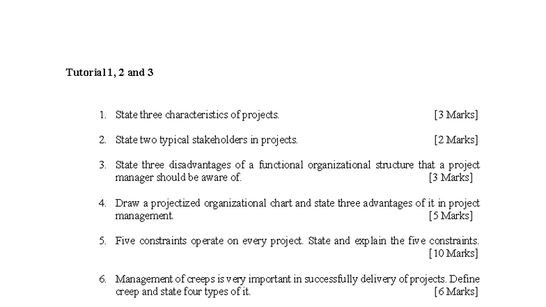 Project Management Tutorials 1, 2 & 3: Key Concepts & Questions - Studocu