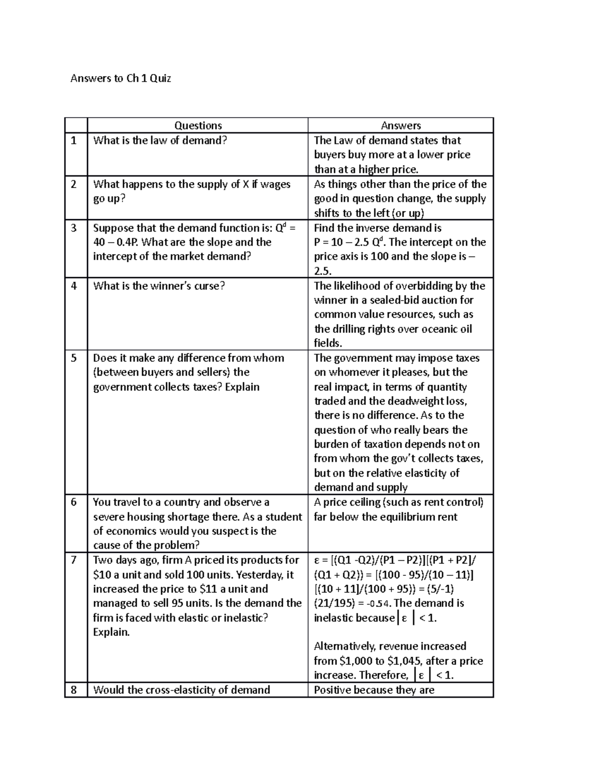 Answers to Ch 1 Quiz - Economics 101: Concepts Explained - Studocu