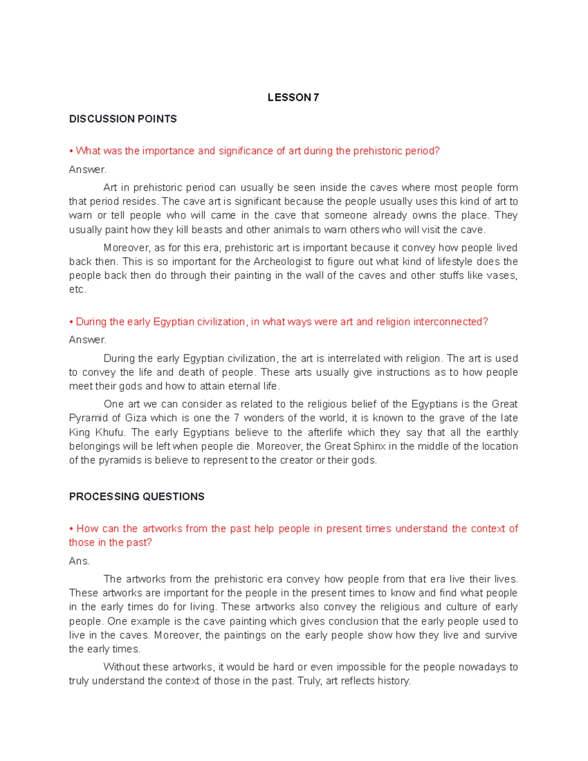 Arts - Summary of Key Concepts in Arts Appreciation - Studocu