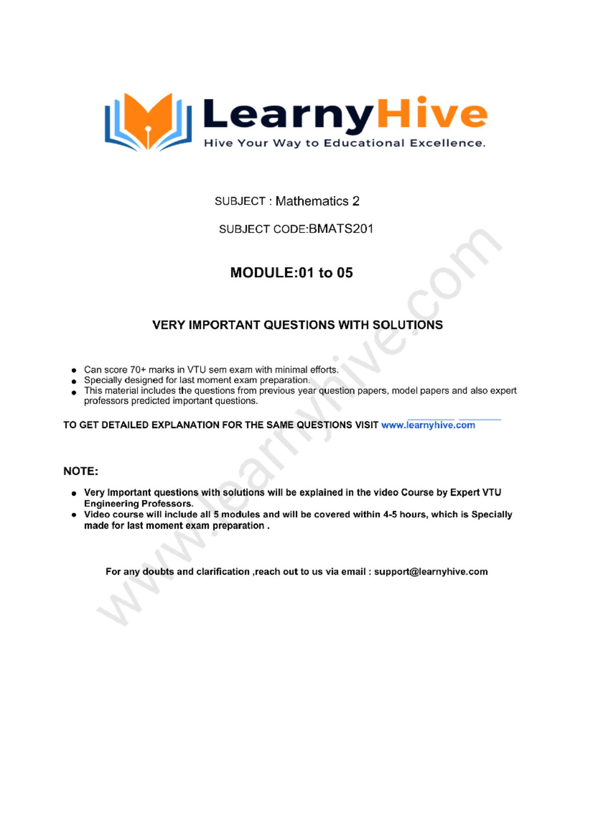 BMATS201 Mathematics 2 Important Questions & Solutions for Modules 1-5 ...