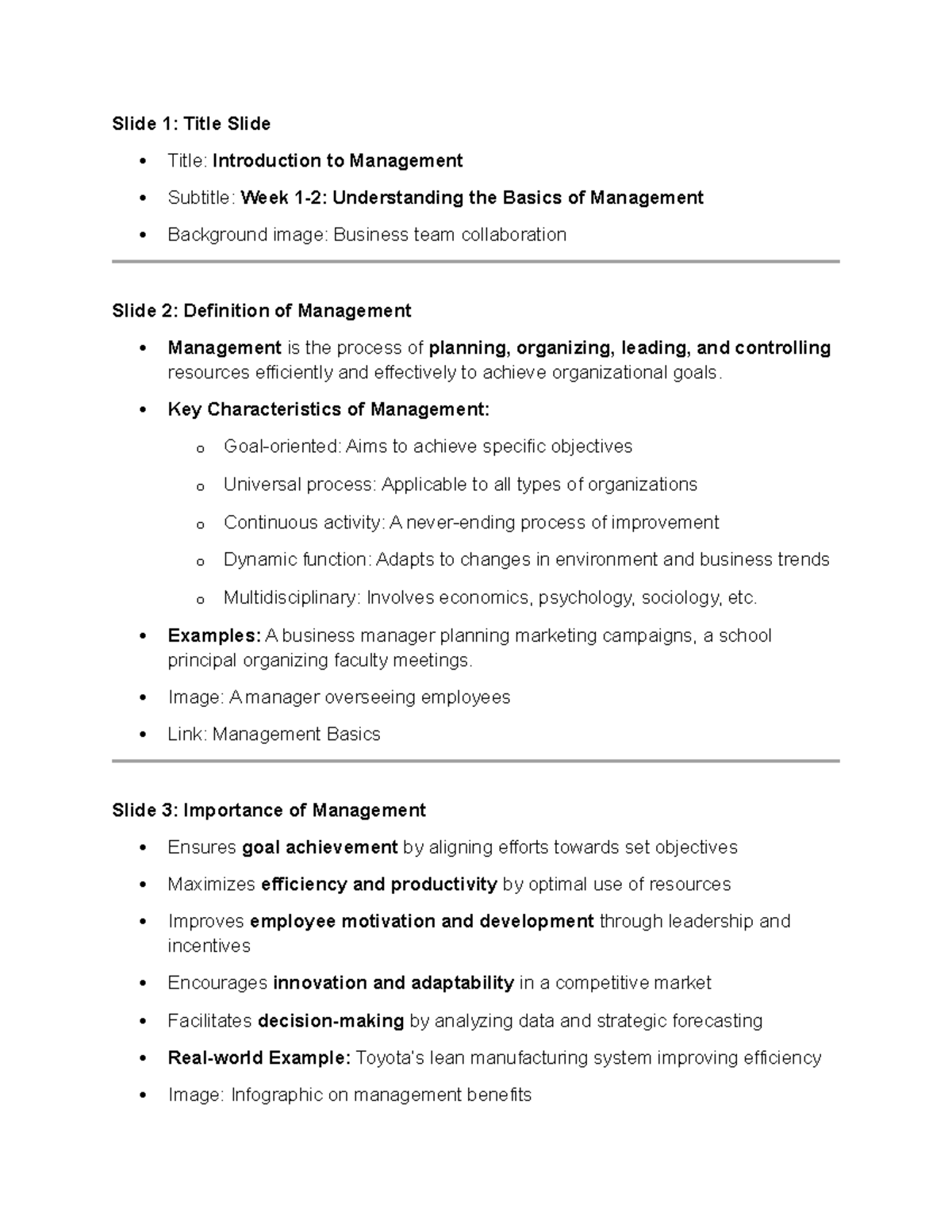 Lesson 1: Introduction to Management Concepts and Functions - Studocu