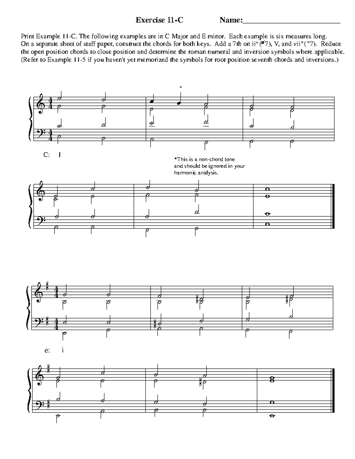 11C 2023 - Homework: Chord Construction in C Major & E Minor - Studocu
