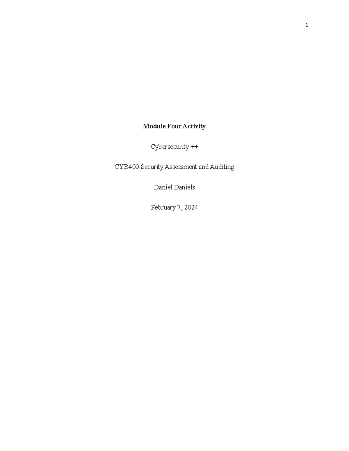 CYB 400 Module 4 Activity: Security Assessment Approach (Feb 2024 ...