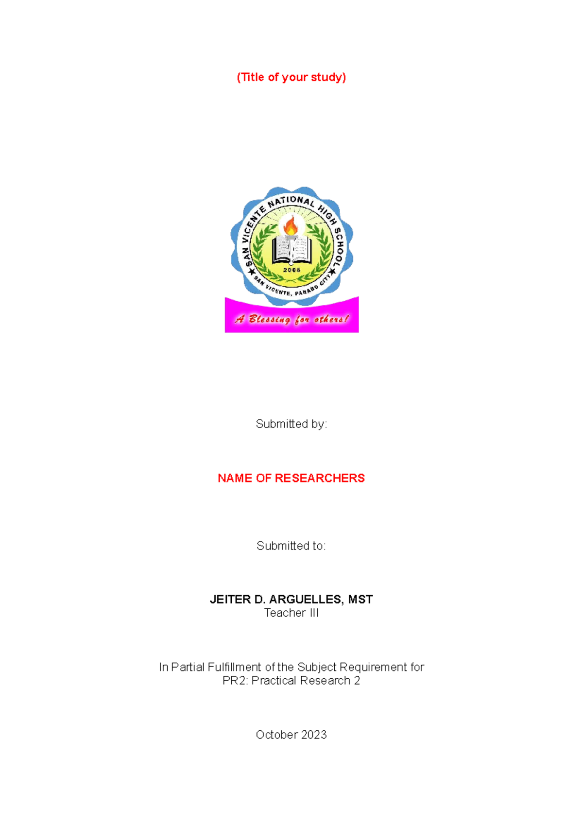 Practical- Research- Format - Bachelor of Science in Medical Technology ...