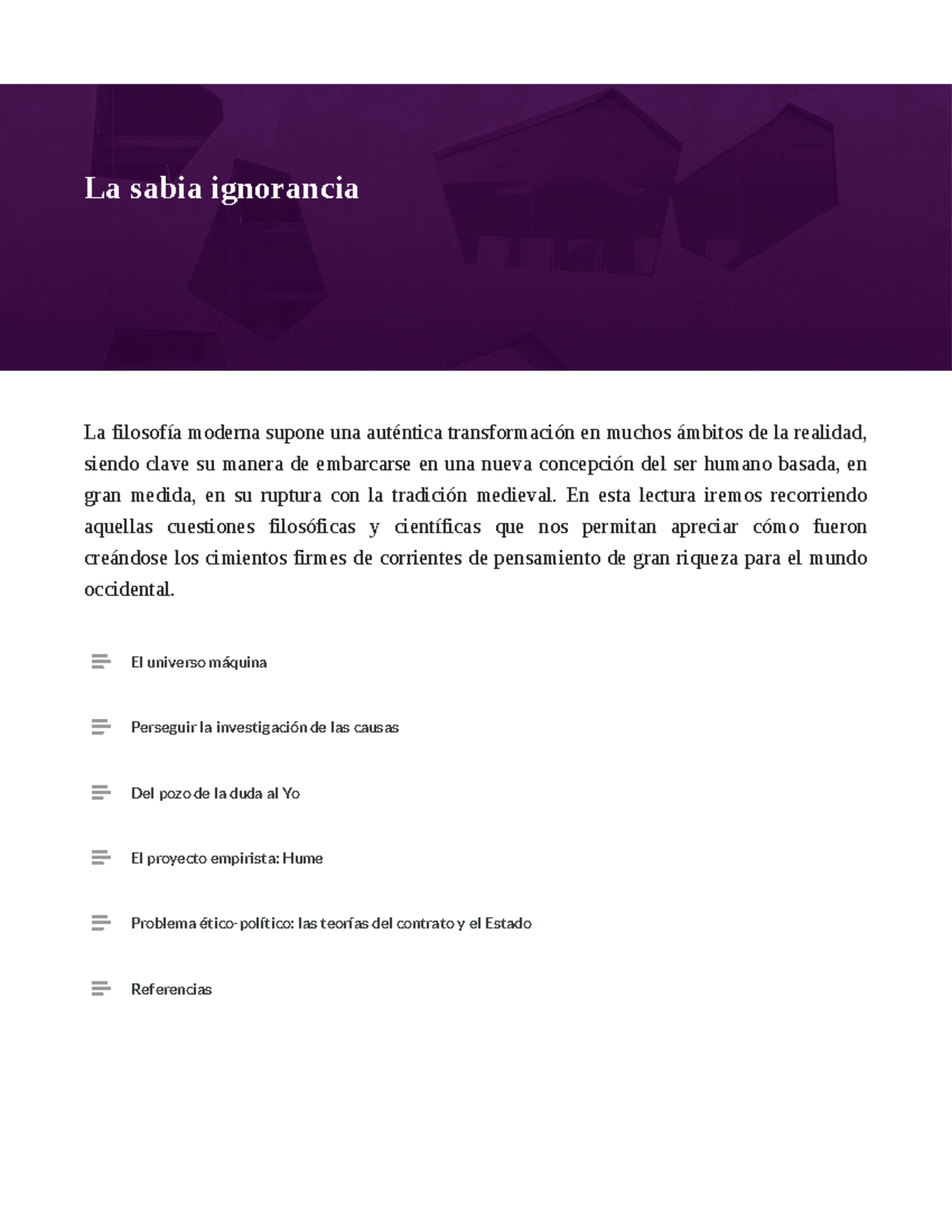 El modelo mecanicista en la filosofía moderna: Lección 1 de 6 - Studocu
