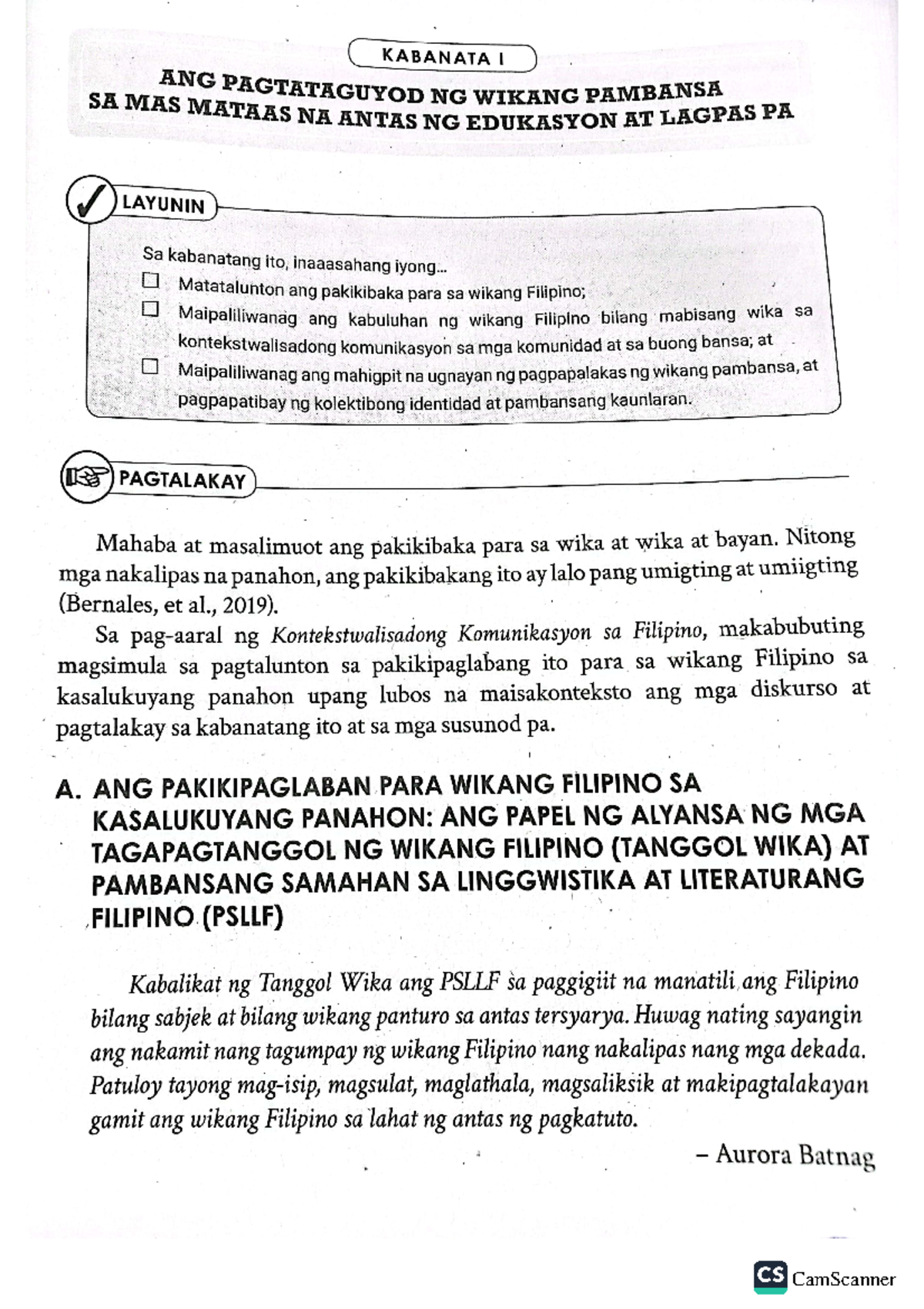 Tanggol-Wika - ASSIGNMENT - KABANATA I ANG PAGTATAGUYOD NG WIKANG PAMBANSA SA MAS MATAAS NA ...