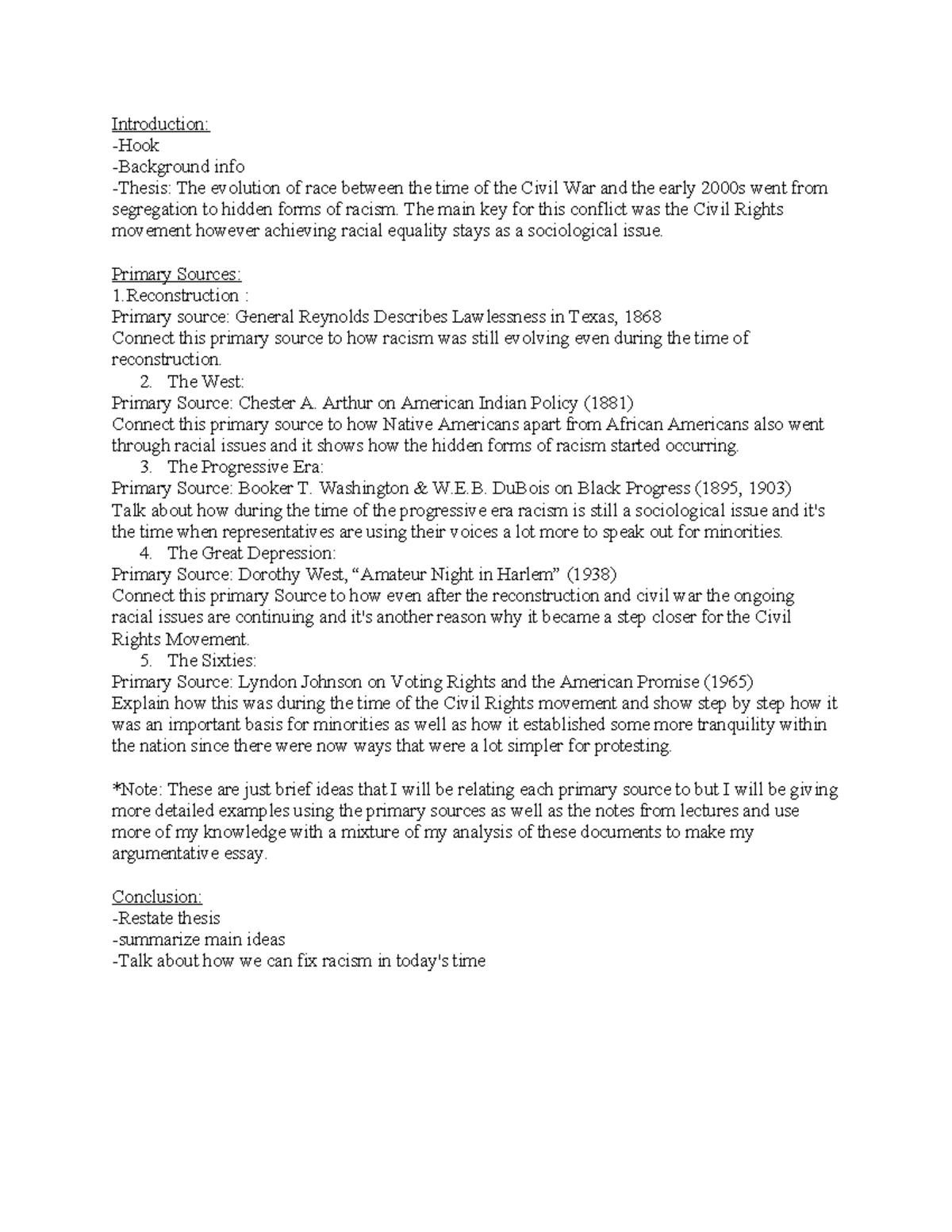 Civics 101: Draft Essay on Racial Evolution Post-Civil War - Studocu