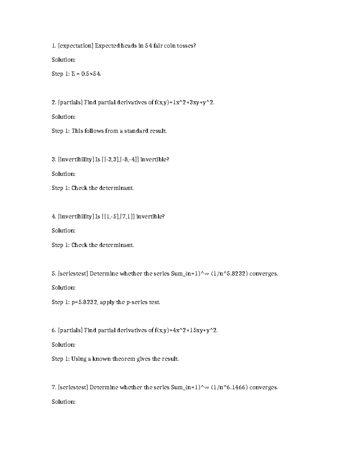 Math 4138 - Solutions to Coin Tosses, Derivatives & Series Convergence ...