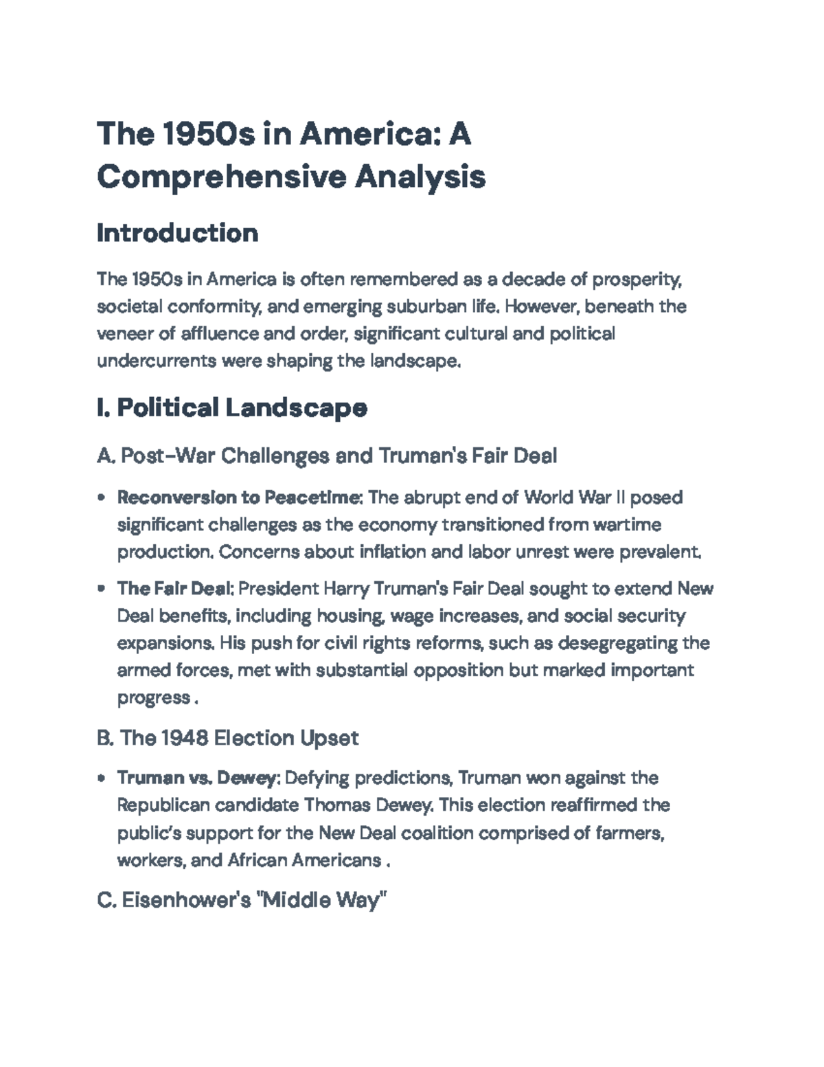 The 1950s in America: Political, Social, and Cultural Transformations ...