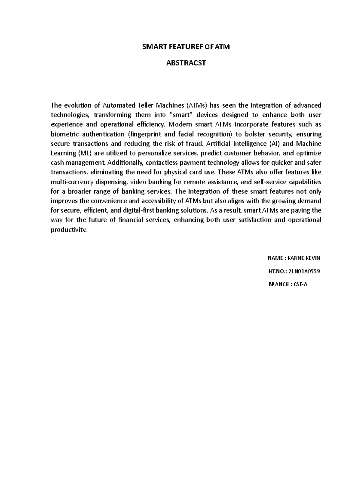 Atm - spectrum needed - SMART FEATUREF OF ATM ABSTRACST The evolu)on of ...