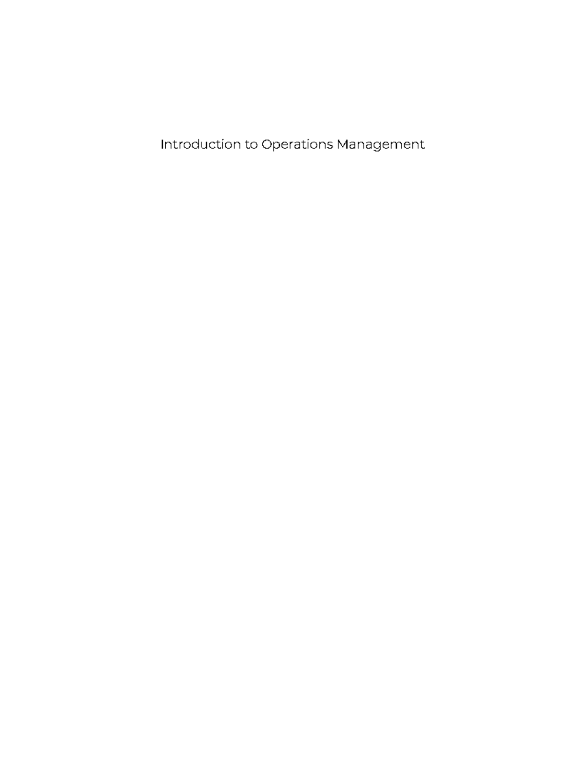 Introduction to Operations Management - Introduction to Operations ...
