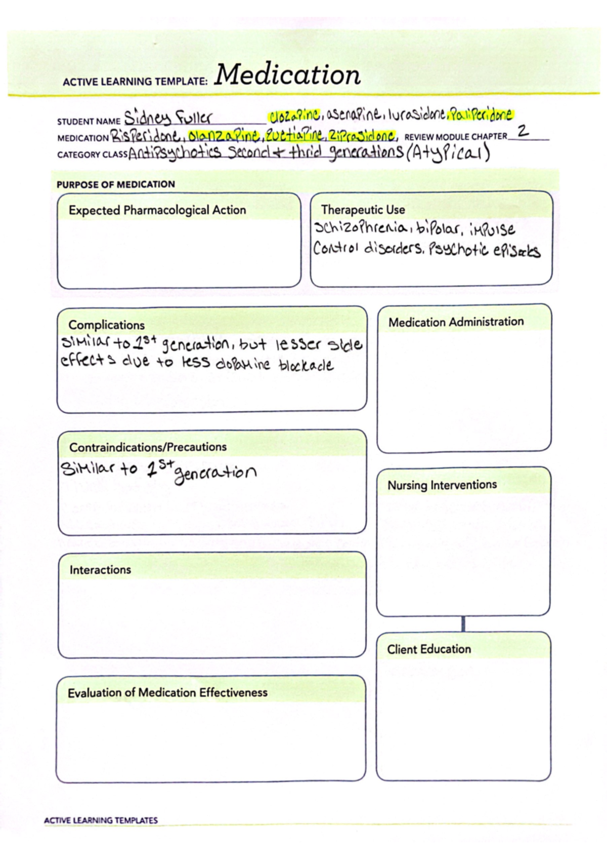 1301 mod 2 part 1 med cards - ACTIVE LEARNING TEMPLATE: Medication ...