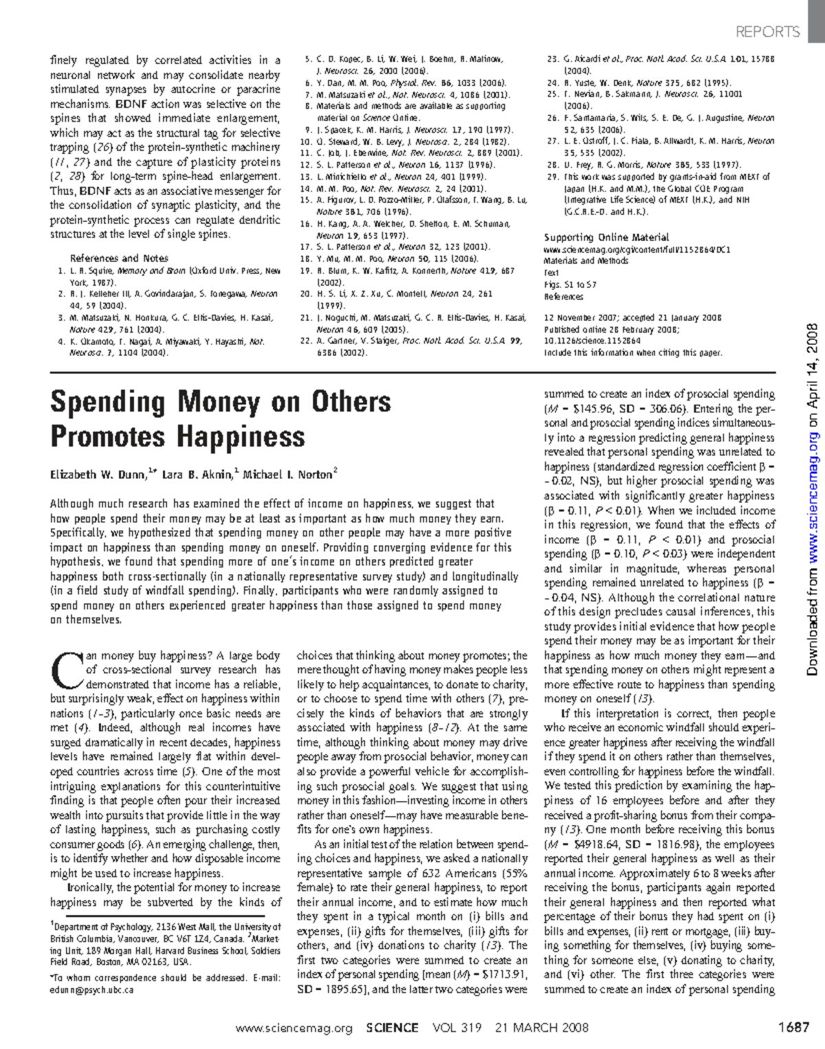 PSY 101: Spending Money on Others Promotes Happiness - Research ...