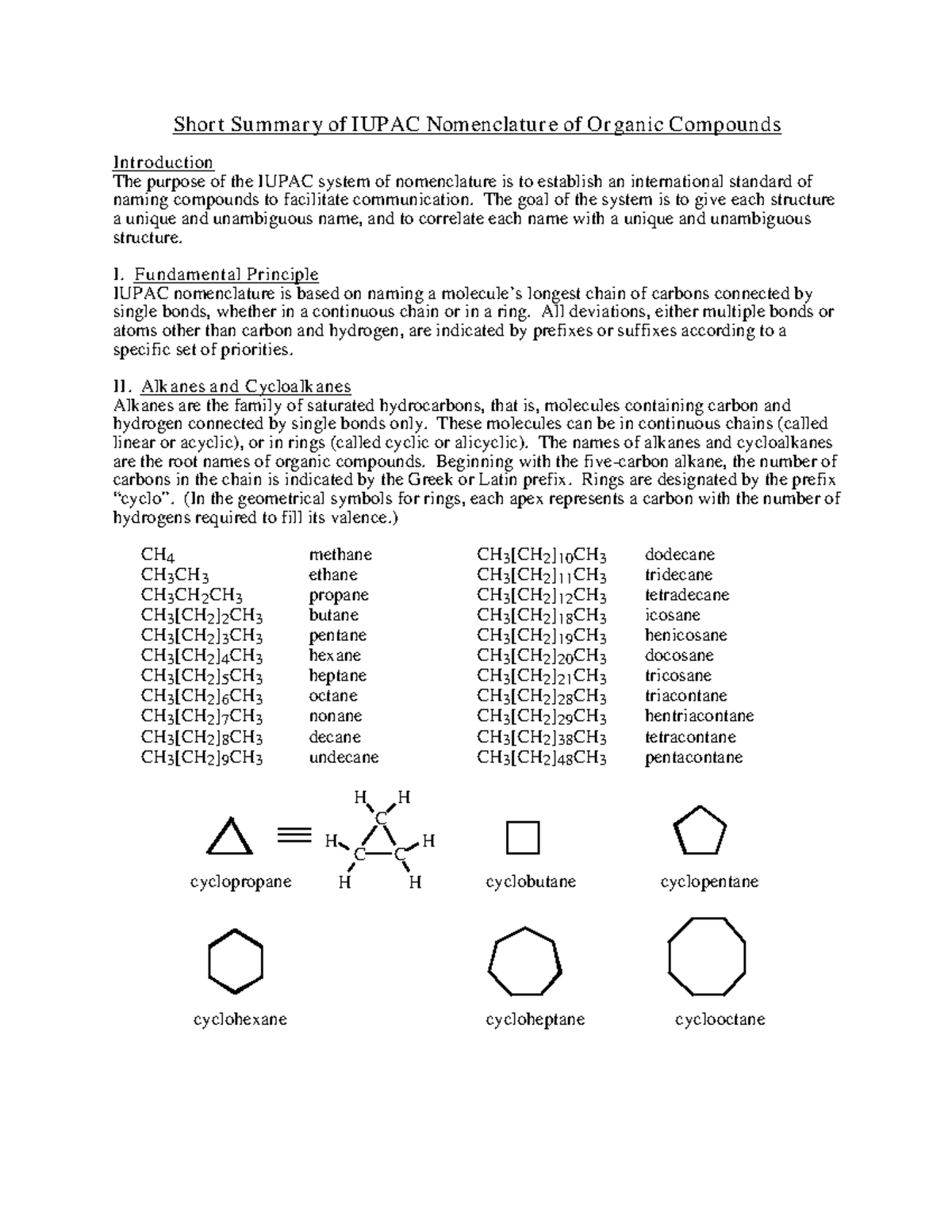 Iupac Handout organic chemistry functional group - Short Summary of ...