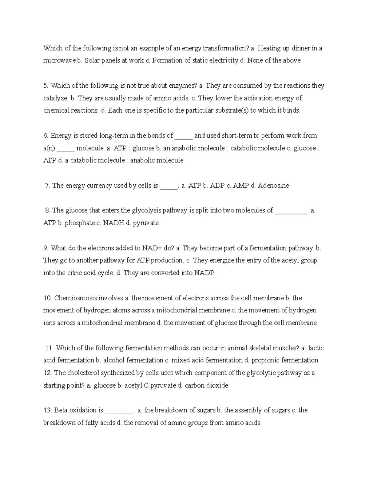 Biology 101 Midterm Study Guide: Cellular Respiration & Photosynthesis - Studocu