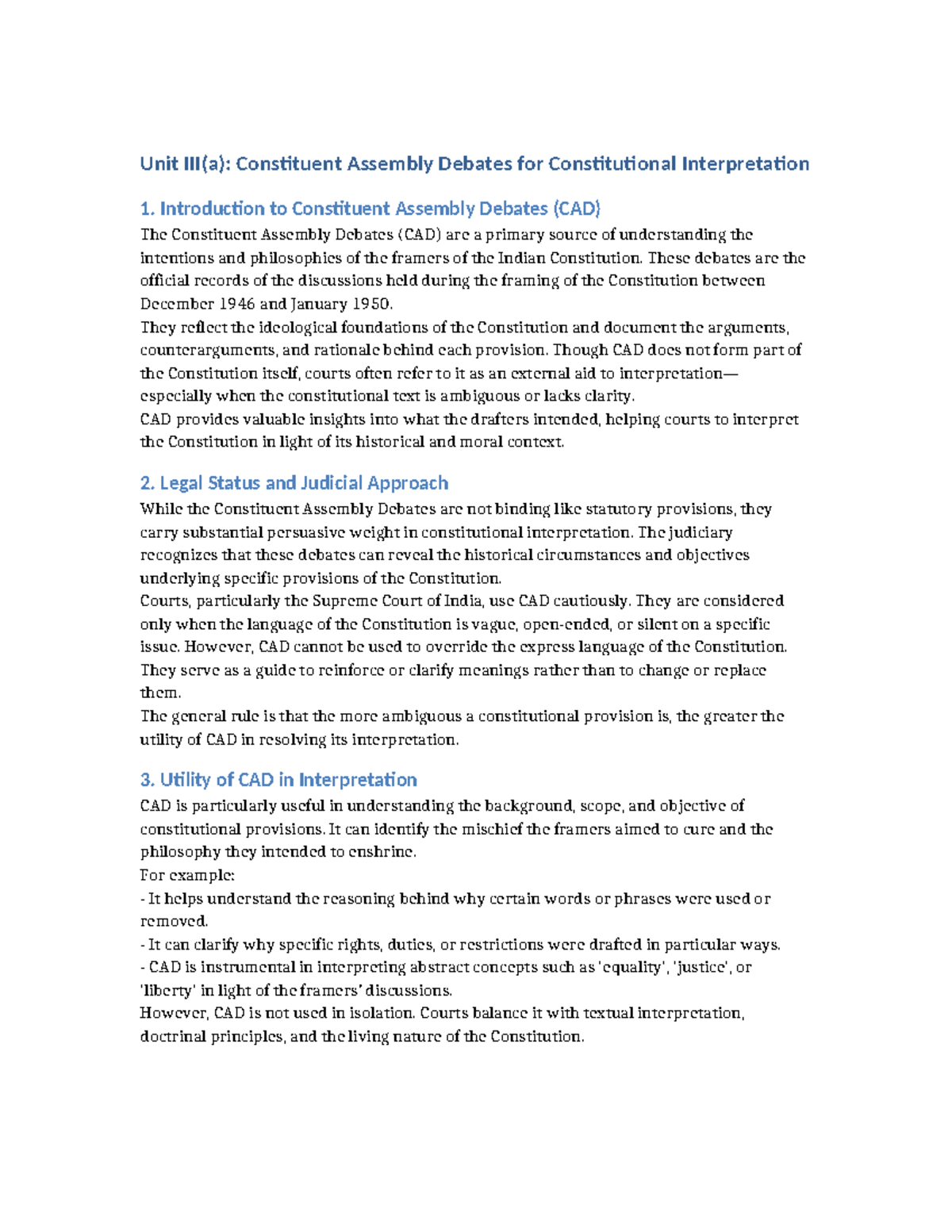 Constituent Assembly Debates (CAD) for Constitutional Interpretation ...