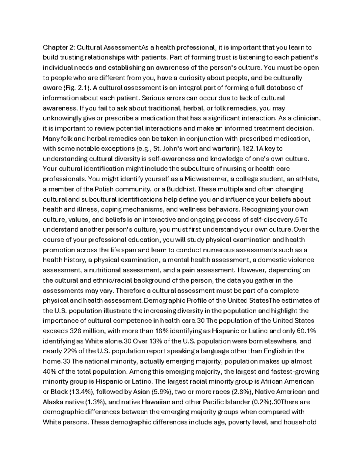 Chapter 2: Cultural Assessment in Health Care (NUR 101) - Studocu