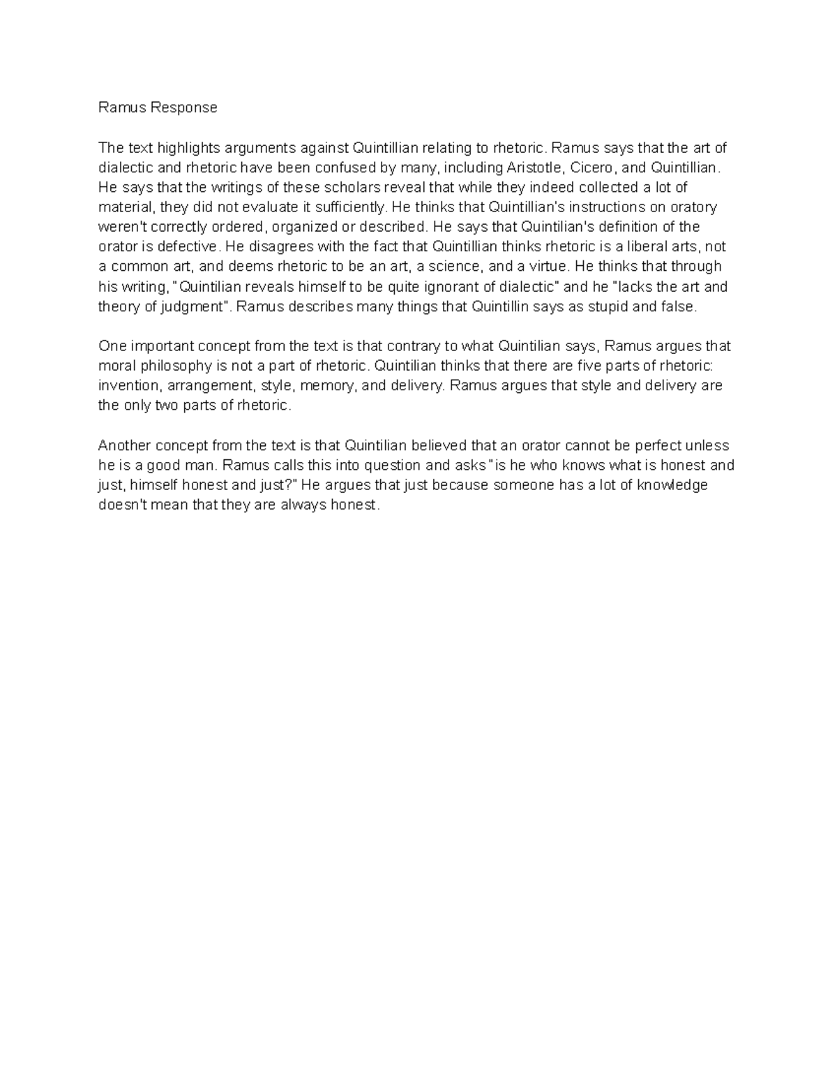 Ramus's Critique of Quintilian's Rhetorical Theories - Studocu