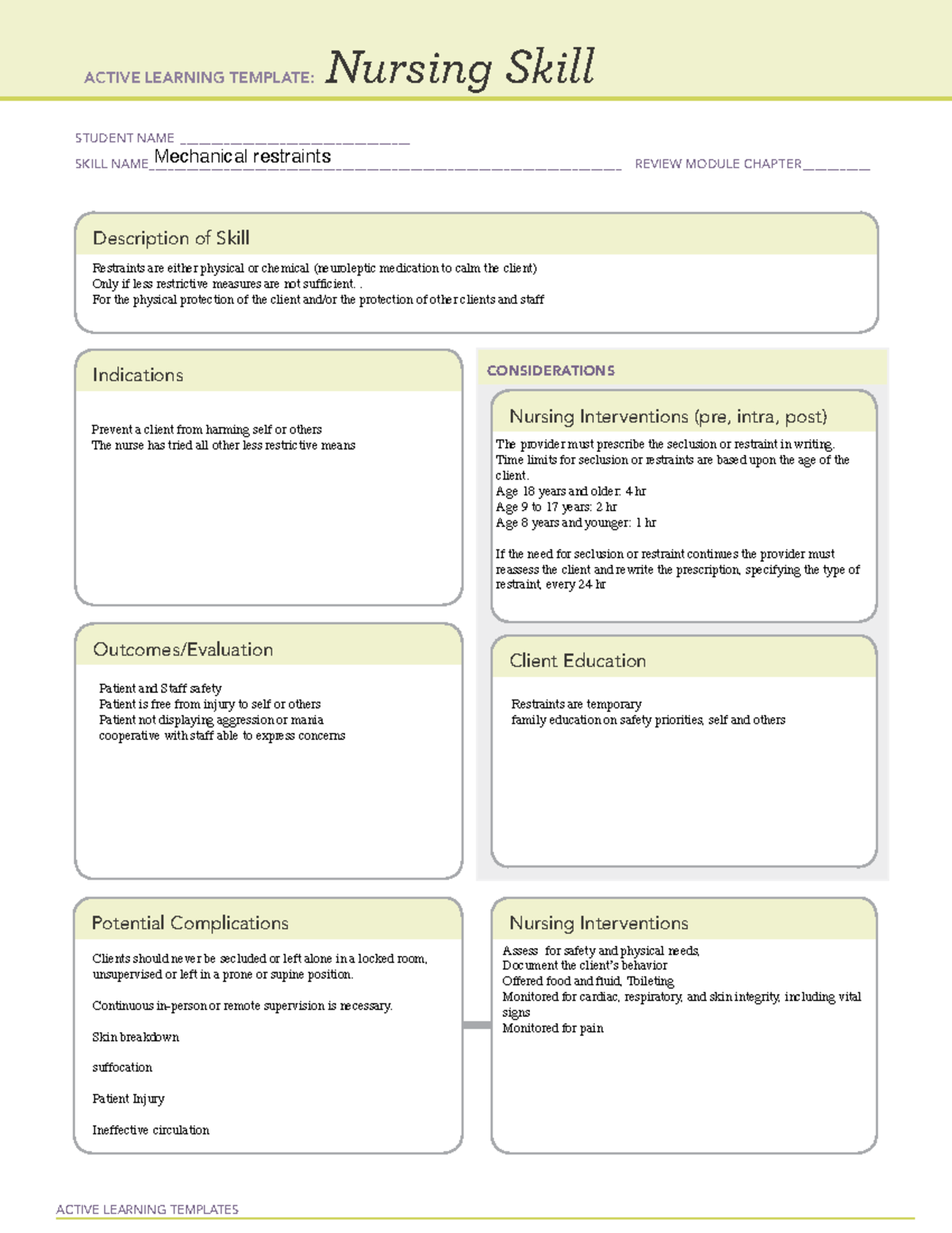 Mechanical Restraints - NSG 245 - ACTIVE LEARNING TEMPLATES Nursing ...