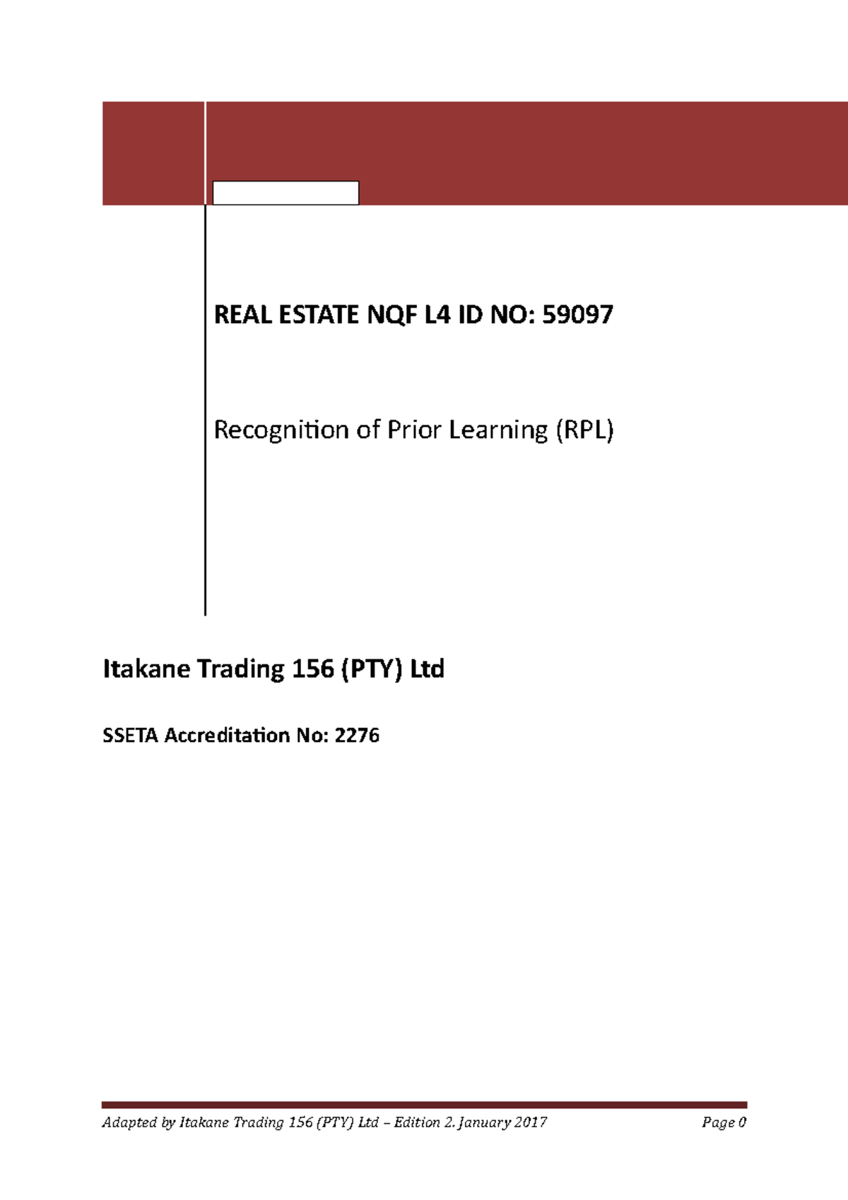 L4 RPL -NEW Portfolio Guide Final RPL (010) - REAL ESTATE NQF L4 ID NO ...