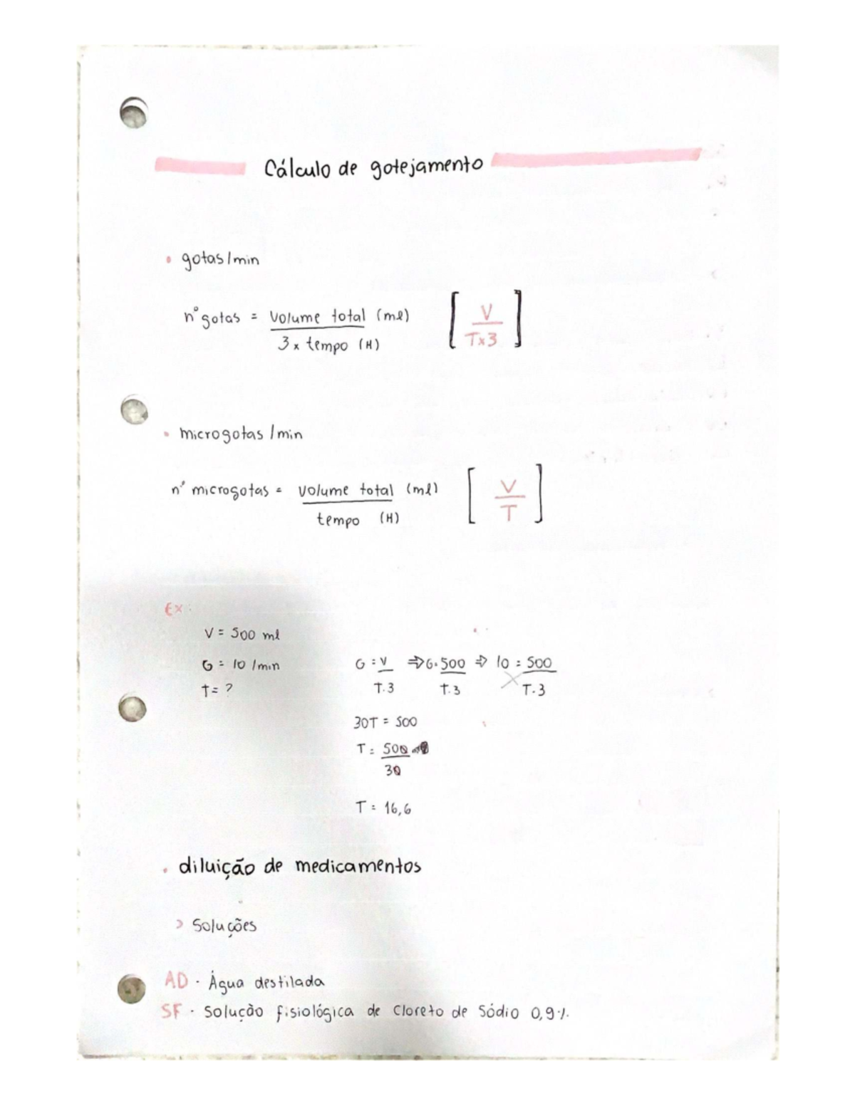 Cálculo de Gotejamento e Diluição de Medicamentos - Enfermagem - Studocu