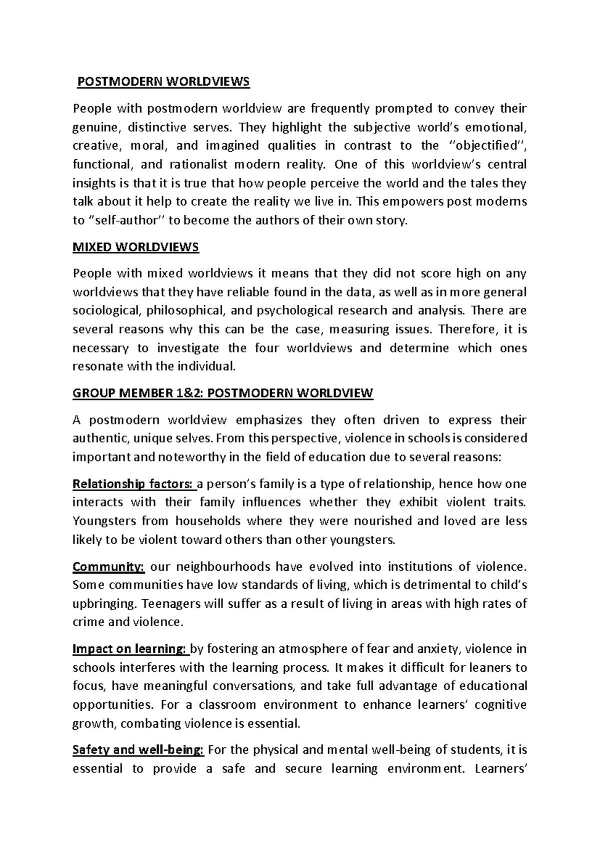 Unit 1 Summary: Theism and Worldviews in Curriculum Contexts - Studocu
