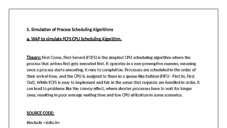 Os lab2R - Simulation of CPU Scheduling Algorithms - Studocu