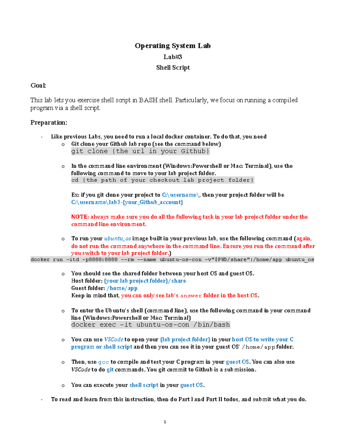 Operating System Lab #3: Shell Script Instructions & Exercises - Studocu