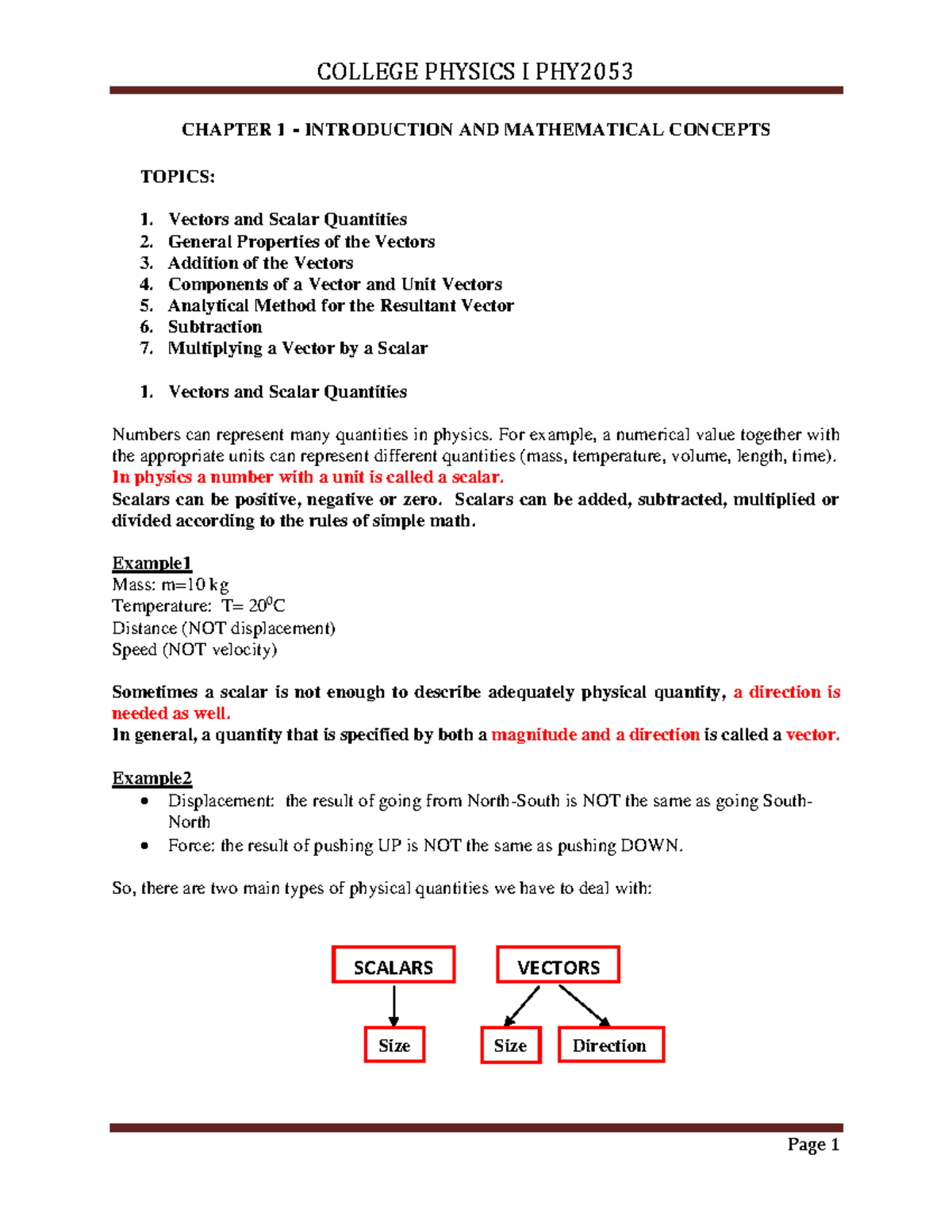 COLLEGE PHYSICS I PHY2053 CHAPTER 1: INTRO & MATH CONCEPTS - Studocu