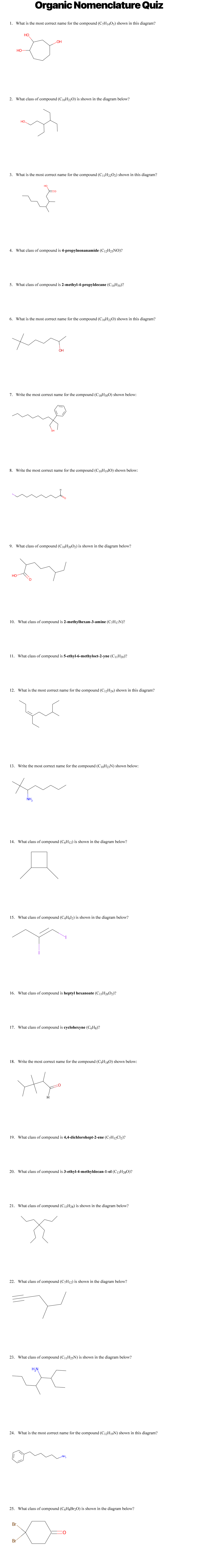 Organic Nomenclature Quiz 1: Compound Naming & Classification - Studocu
