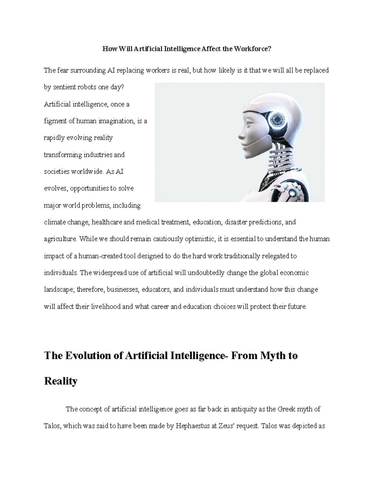 How Will Artificial Intelligence Affect the Workforce- Final - How Will Artificial Intelligence ...