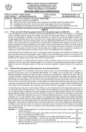 Pms date sheet 2022 - PMS English past paper pol Science CSS English ...